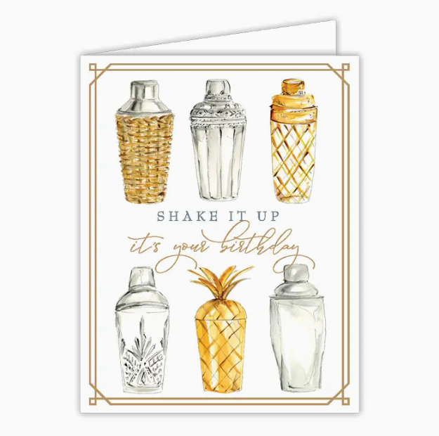 Greeting Card - Handpainted Shake It Up It's Your Birthday Cocktail Sh ...