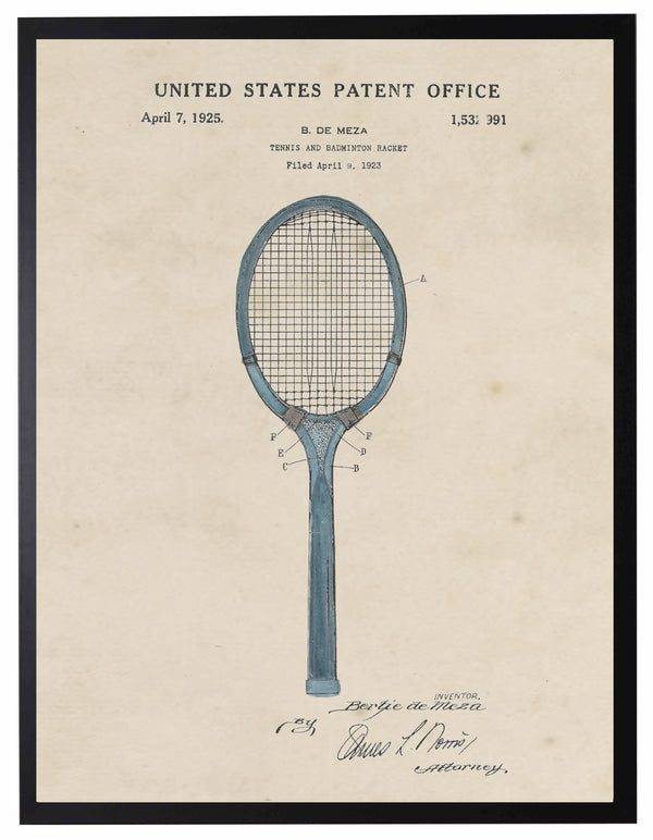 Tennis Racket Patent - Online Only – The Spotted Whale
