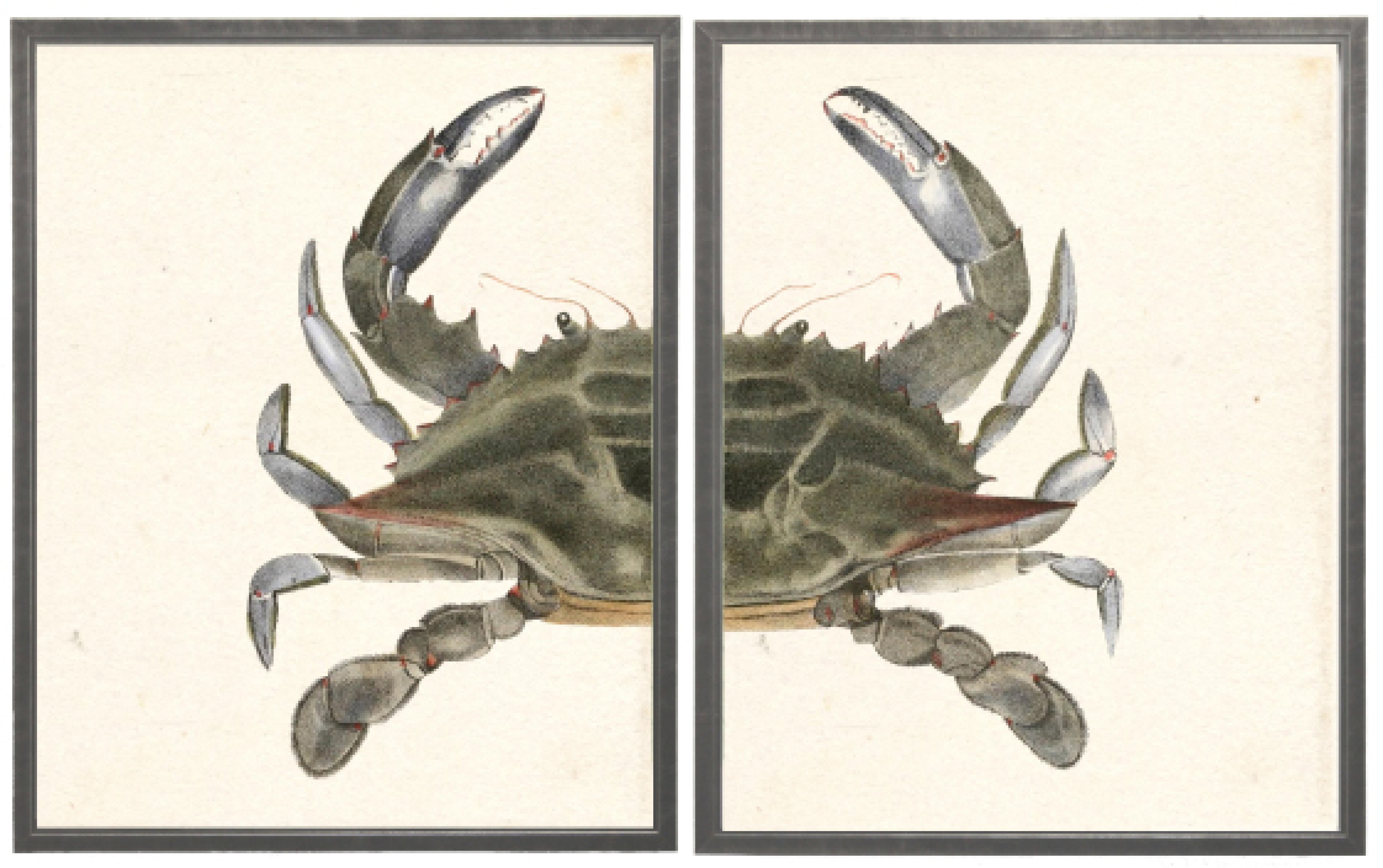 Diptych Green and Gray Crab - Online Only – The Spotted Whale
